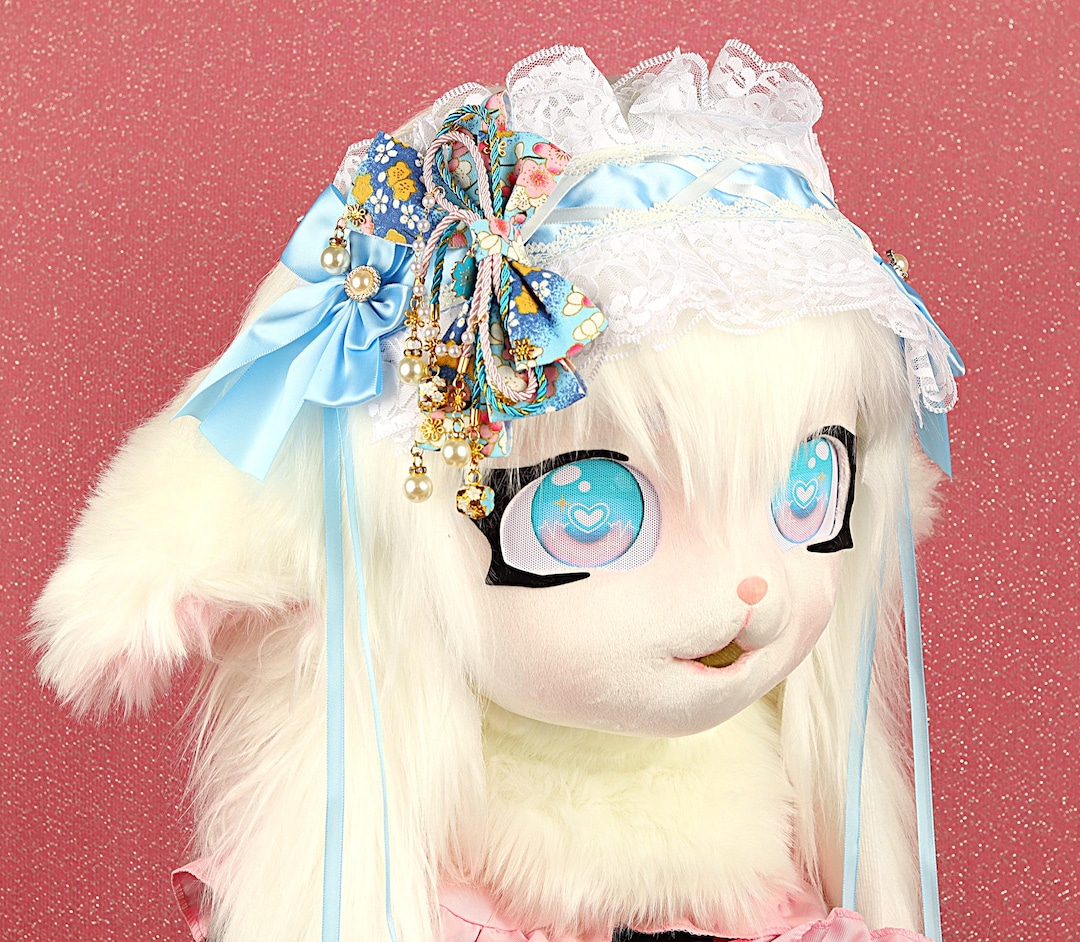 Kig Cute Cat Fursuit Mask With Neck Kawaii Furry Head Kigurumi Mask ...