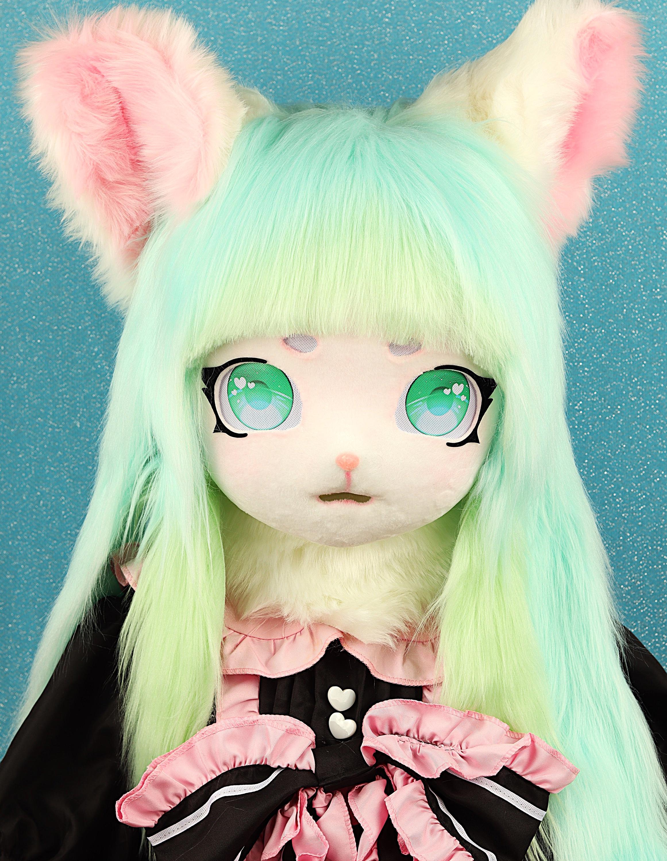 Bunny Fursuit Head Kawaii Cute Furry Mask Kigurumi Mask Cosplay Furry ...