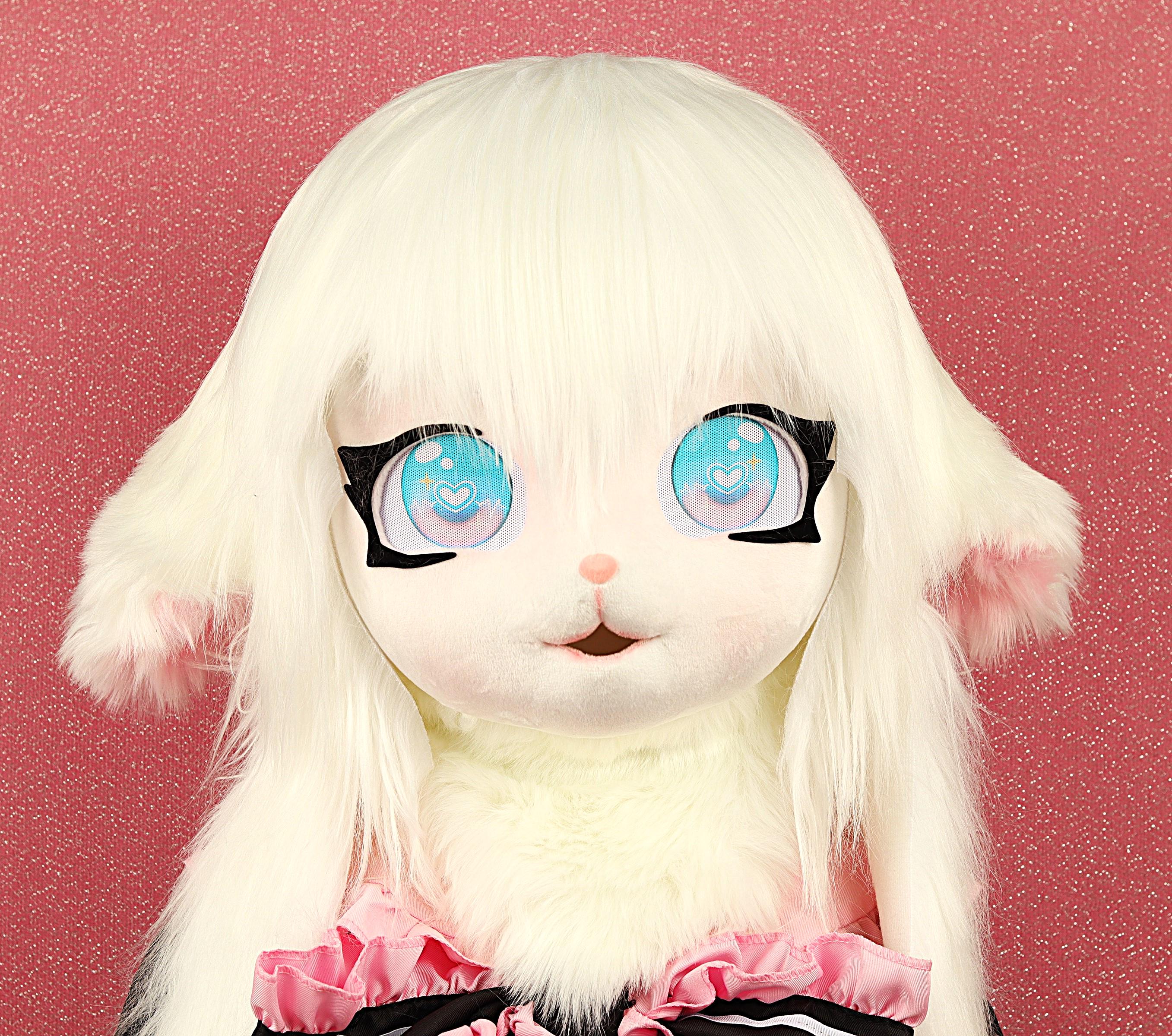 Kig Cute Cat Fursuit Mask With Neck Kawaii Furry Head Kigurumi Mask ...