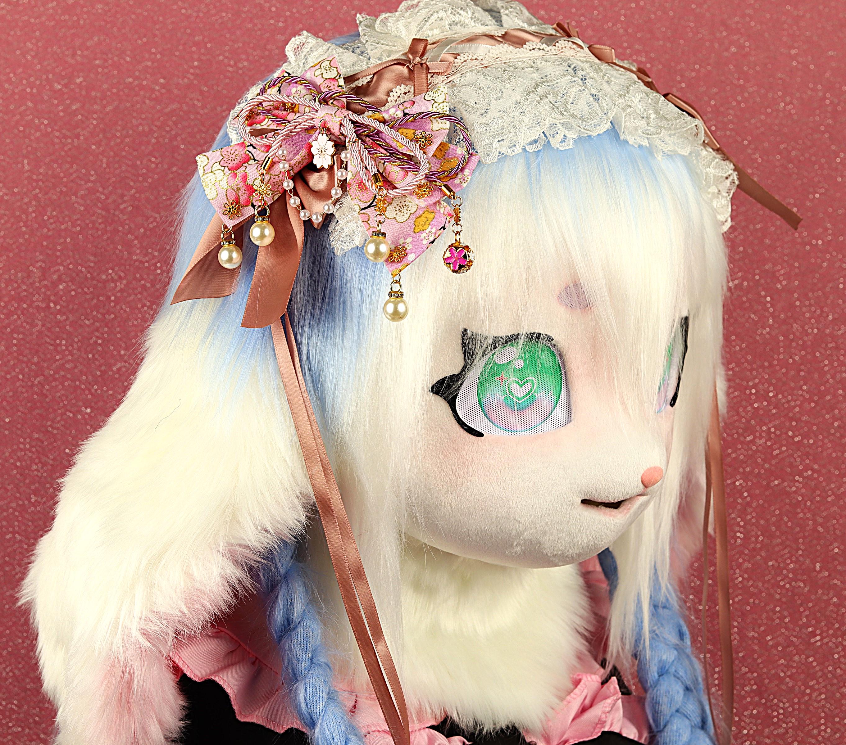 Fluffy Sheep Fursuit Mask Kawaii Furry Head Kigurumi Mask Cosplay Furry ...