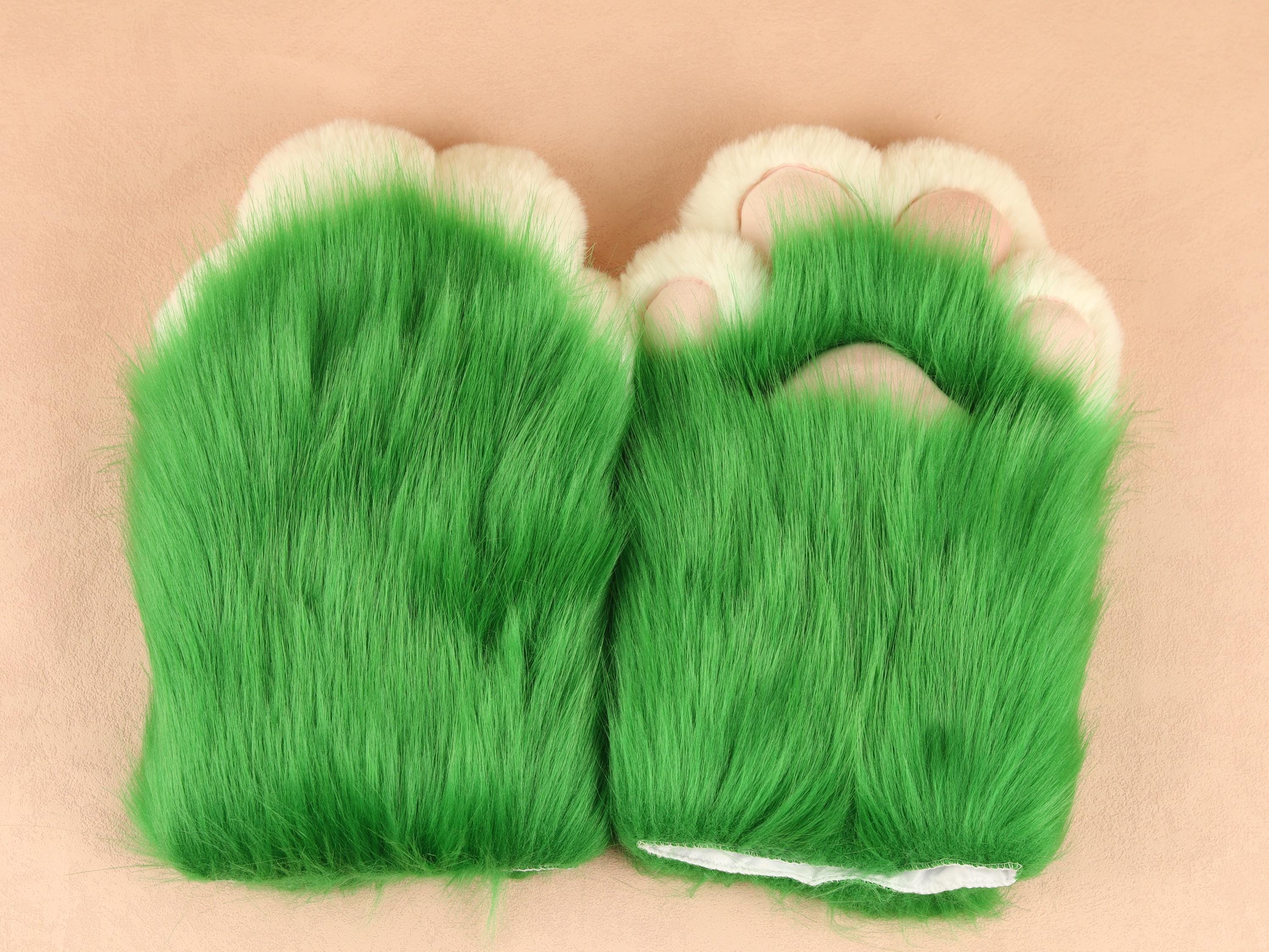 Squeak Fursuit Paws Cute Green/purple Fluffy Paws Gloves Claw Glove ...