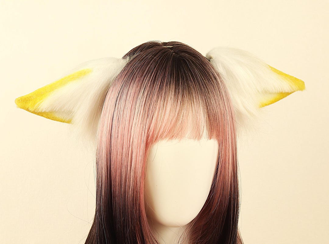 Sheep Yellow Furry Ears Goat Damon Ear Yellow White Halloween Cosplay ...
