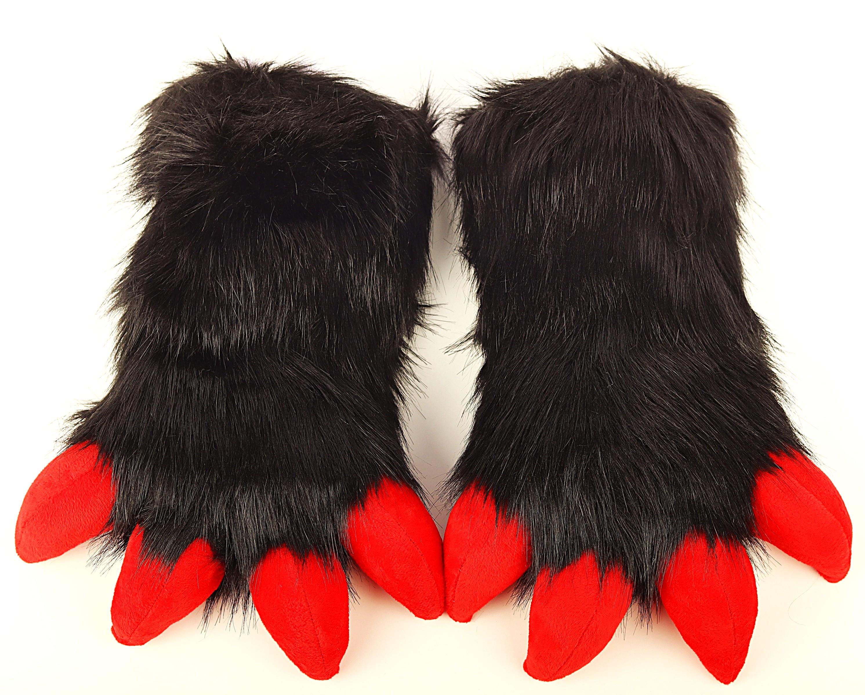 Dragon Fursuit Paw Glove Cosplay Cool Furry Fursuit Claw Black/red Role ...