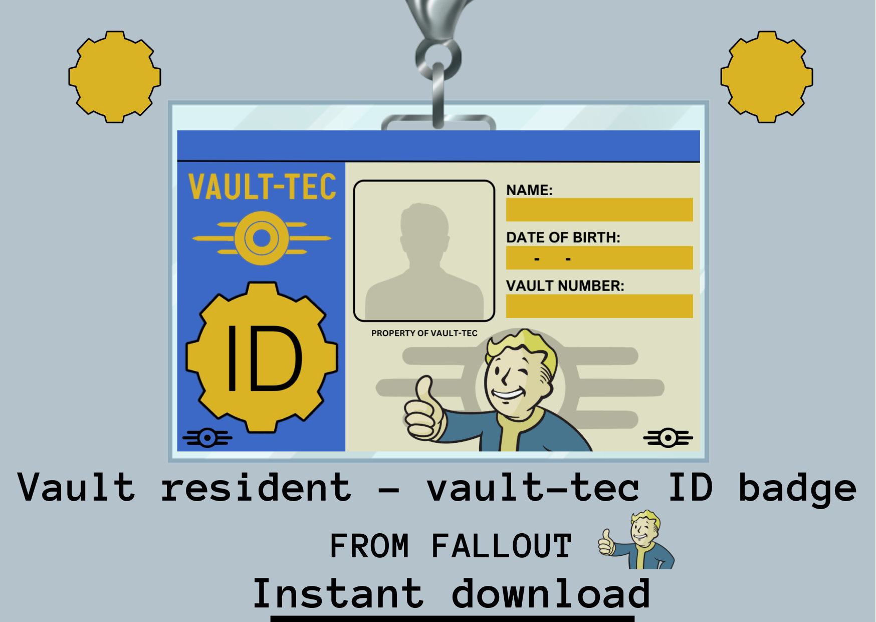 PRINTABLE Vault-tec ID Card Badge From Fallout - Etsy Australia