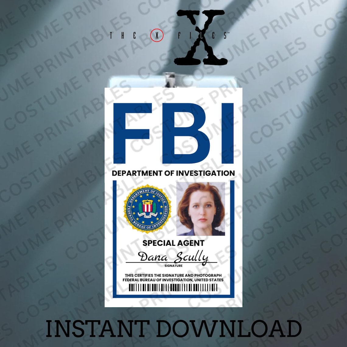 FBI Agent ID Card — X-files Cosplay Badge (scully), Printable PNG ...