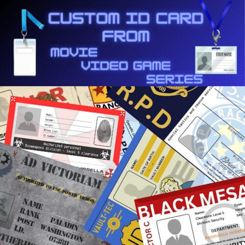 CUSTOM PRINTABLE ID Card Badge From Your Favorite Game, Movie, Series ...