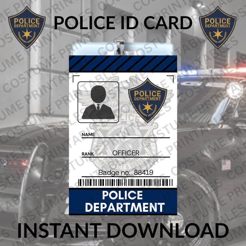 Printable | Police | ID Card | ID Badge | Costume or Cosplay - Etsy