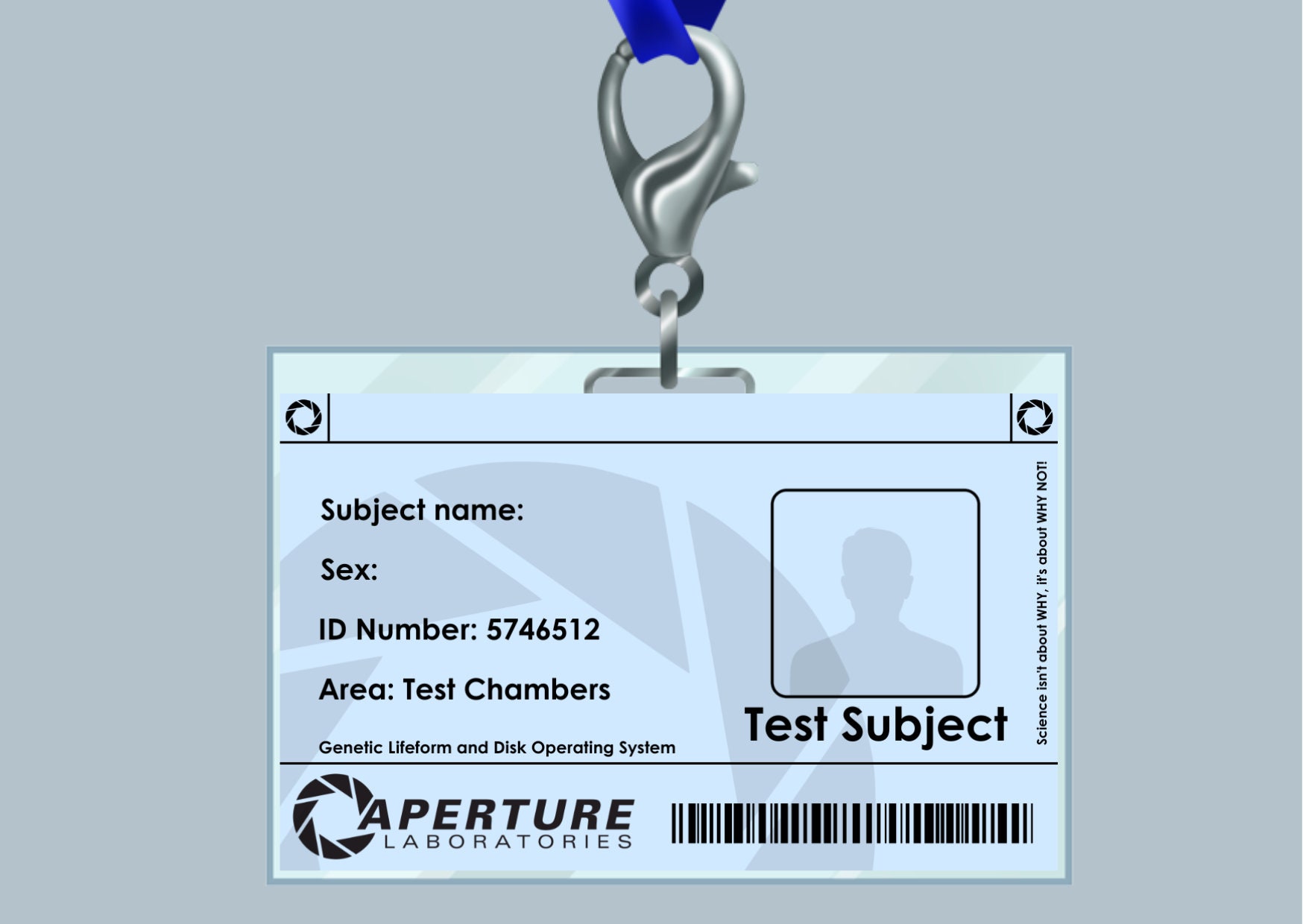 PRINTABLE Aperture Science ID Card Badge From Portal 2 - Etsy