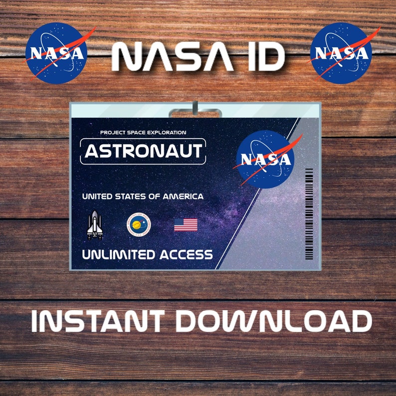 PRINTABLE NASA ID Card Astronaut - Etsy