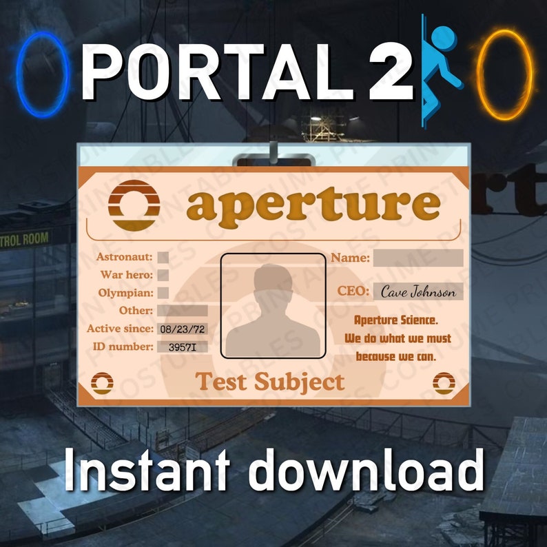 Printable | Aperture Science Laboratories | 1970s | ID Card | ID Badge ...