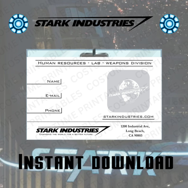 Printable | Stark Industries Business Card | ID Card | ID Badge ...