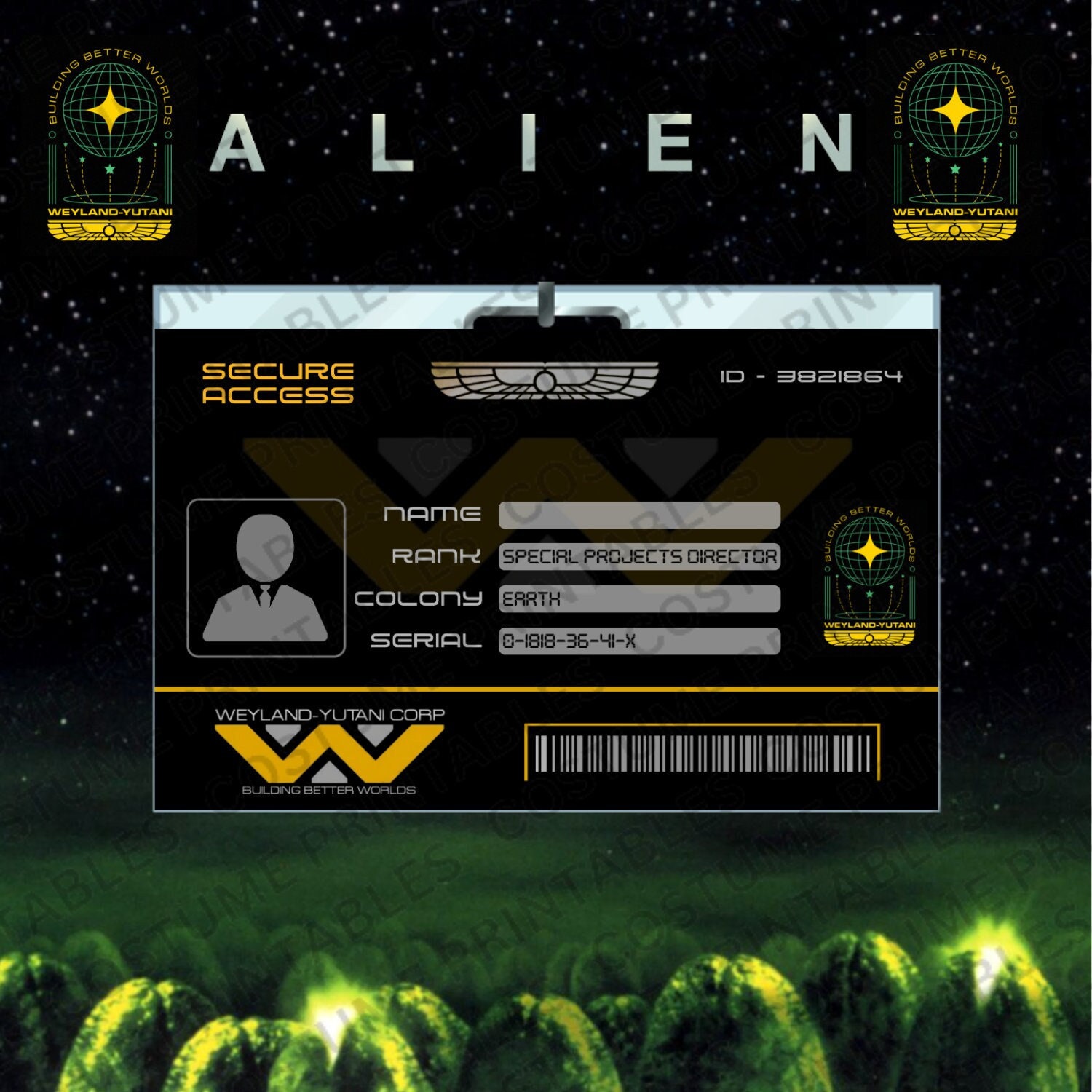 Printable | Weyland-yutani | ID Card | ID Badge | Inspired by Alien ...