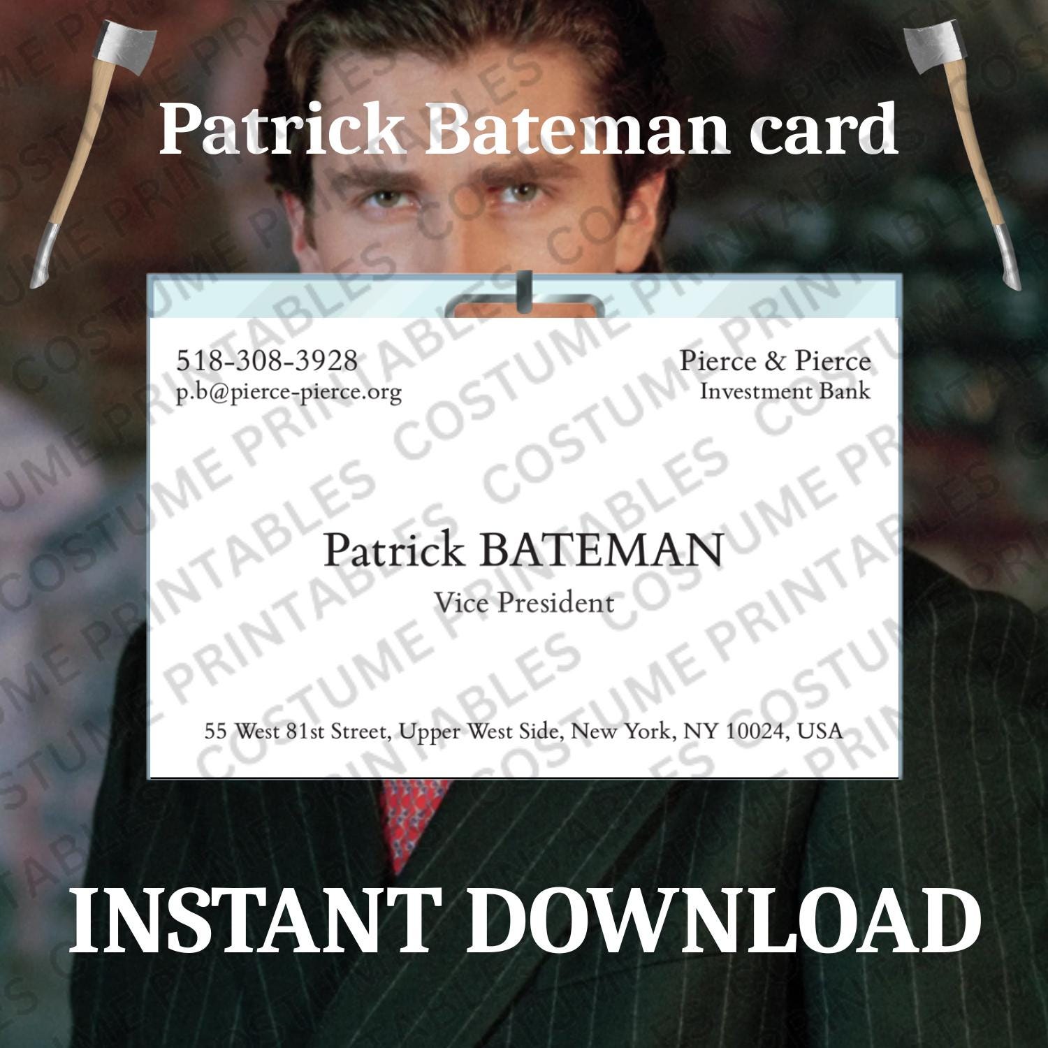 Printable | Patrick Bateman Business Card | ID Card | ID Badge ...