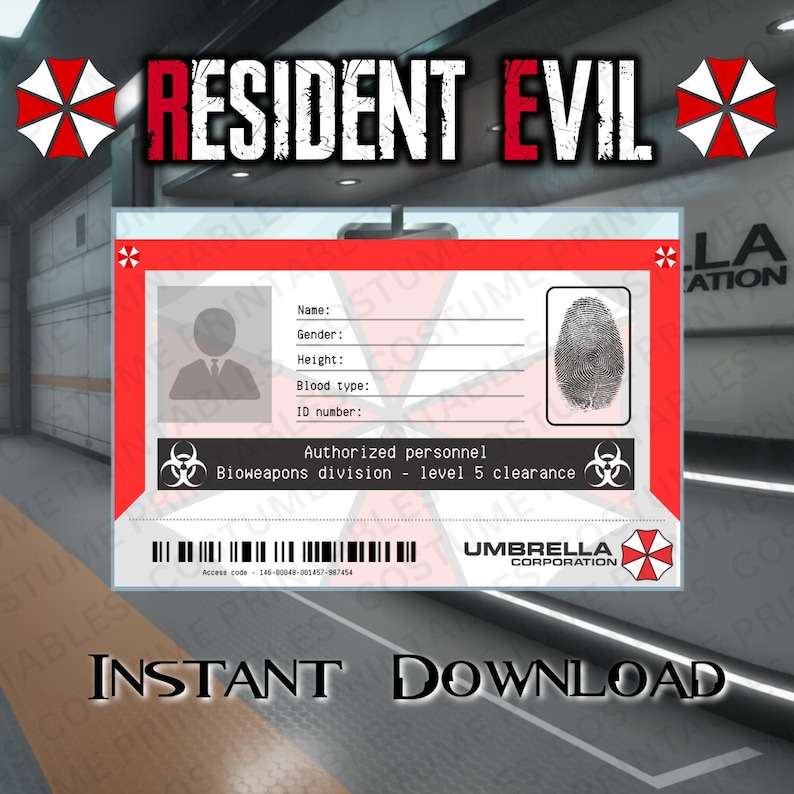 Umbrella Corp Lab Pass | Resident Evil Inspired Biohazard Prop | Zombie ...