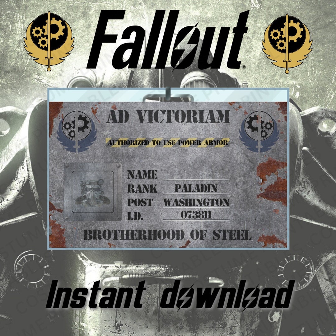 Printable | Brotherhood of Steel | ID Card | ID Badge | Inspired by ...
