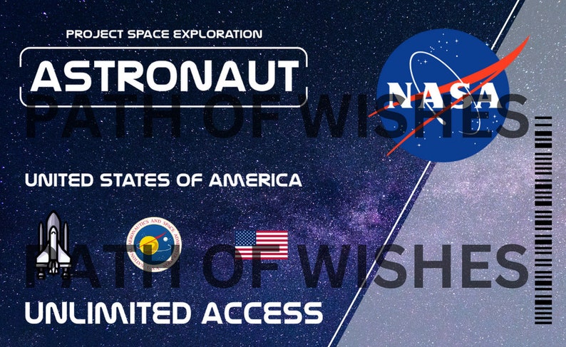 PRINTABLE NASA ID Card Astronaut - Etsy