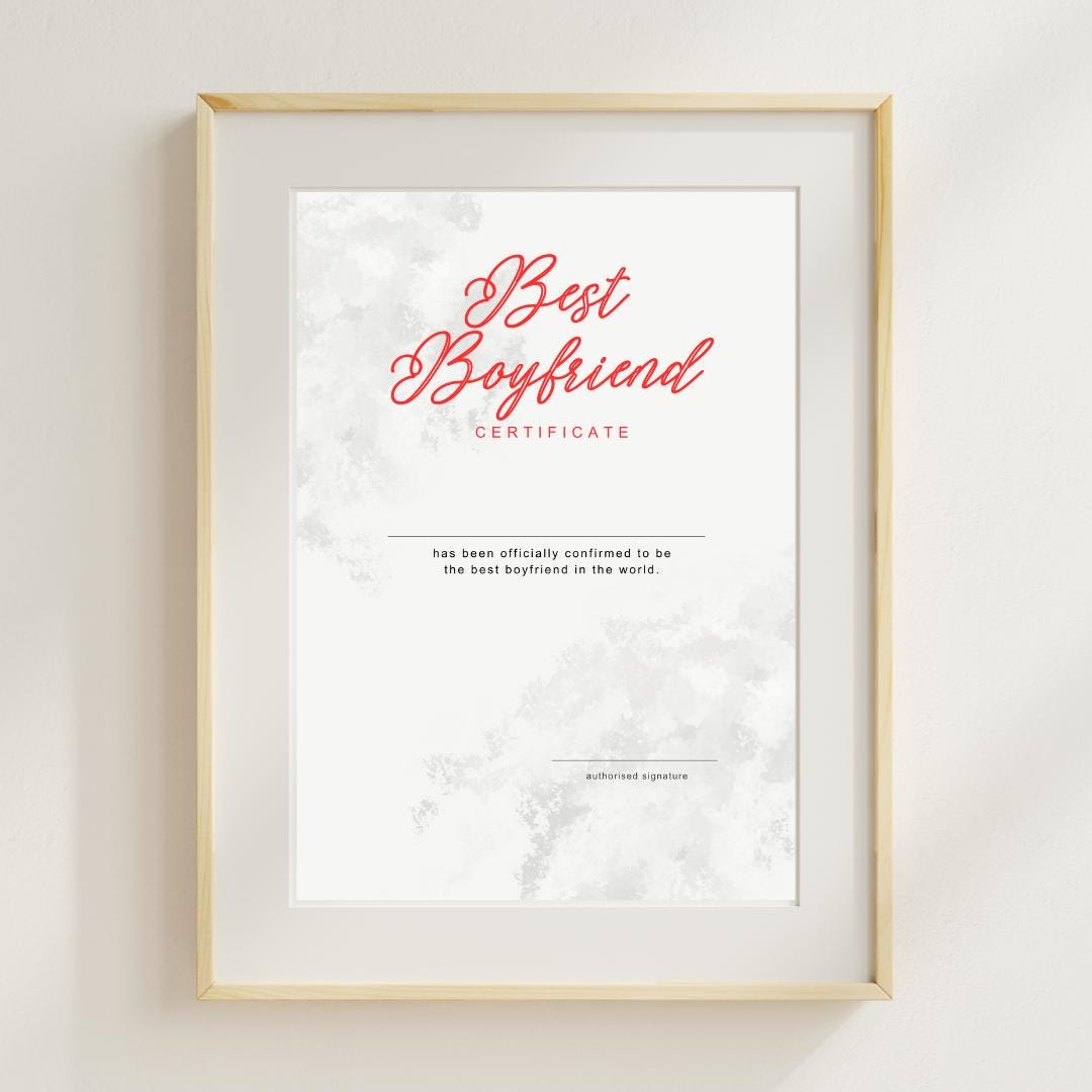 Printable Blank Best Boyfriend Certificate - Etsy