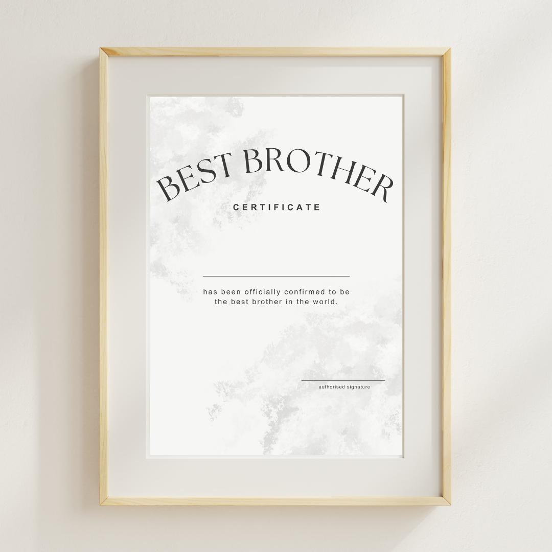 Printable Blank Best Brother Certificate - Etsy