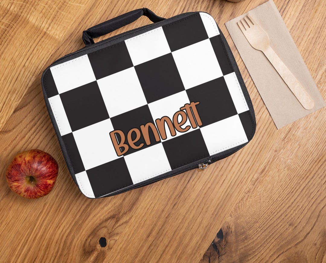 Personalized Checkered Lunch Bag: Insulated Custom Name Lunch Tote - Etsy