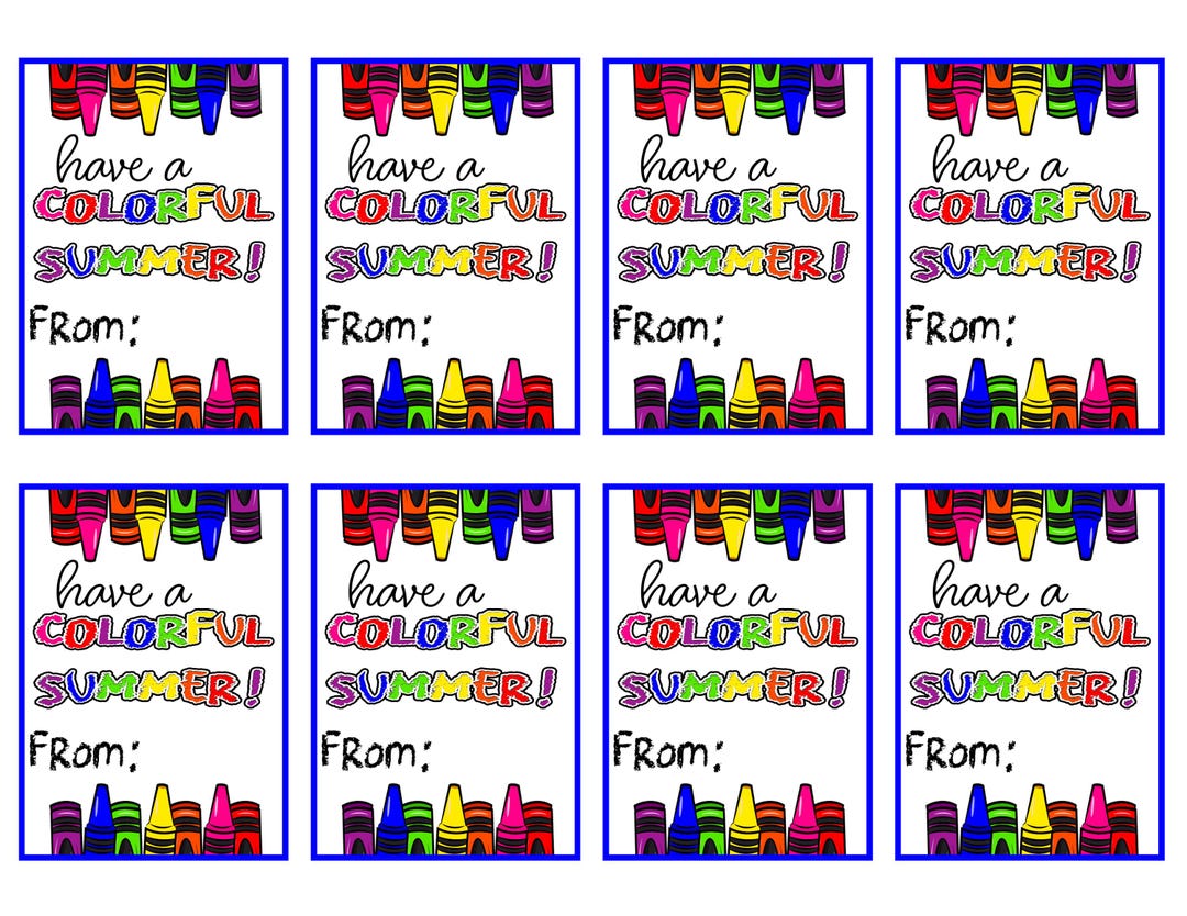 Printable Colorful Summer Gift Tags for Students (PDF) - Etsy