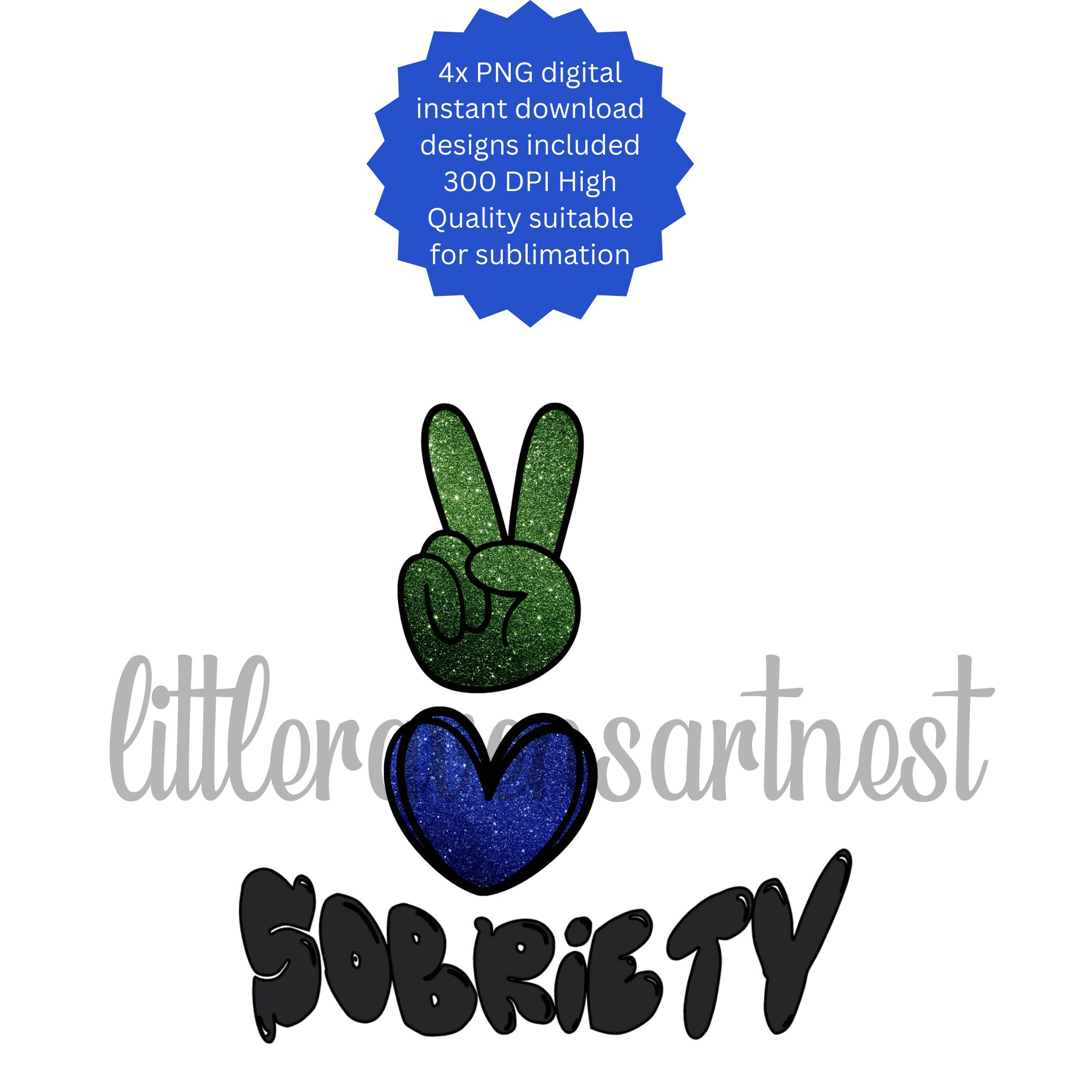 PEACE LOVE SOBRIETY Variety Backgrounds Png Digital Download - Etsy