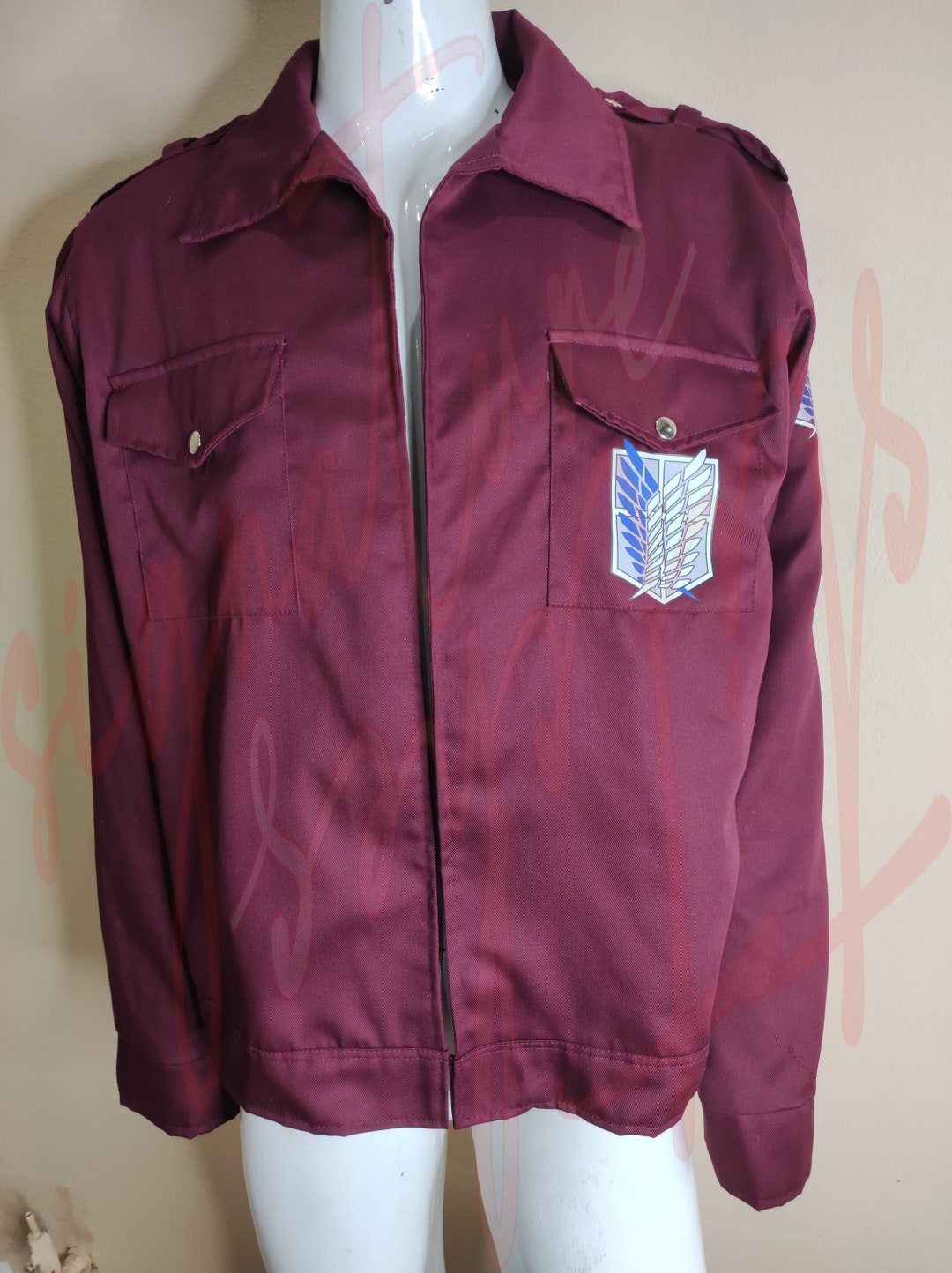 Maroon Survey Corps Attack on Titan Jacket, Survey Corps Jacket, Aot ...