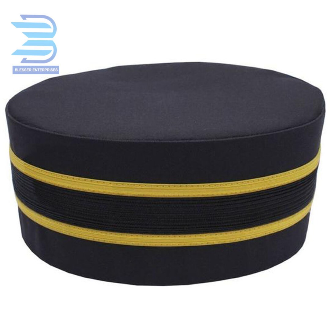 Masonic Crown Cap Black With Gold Braid Masonic Black Cap With Gold ...