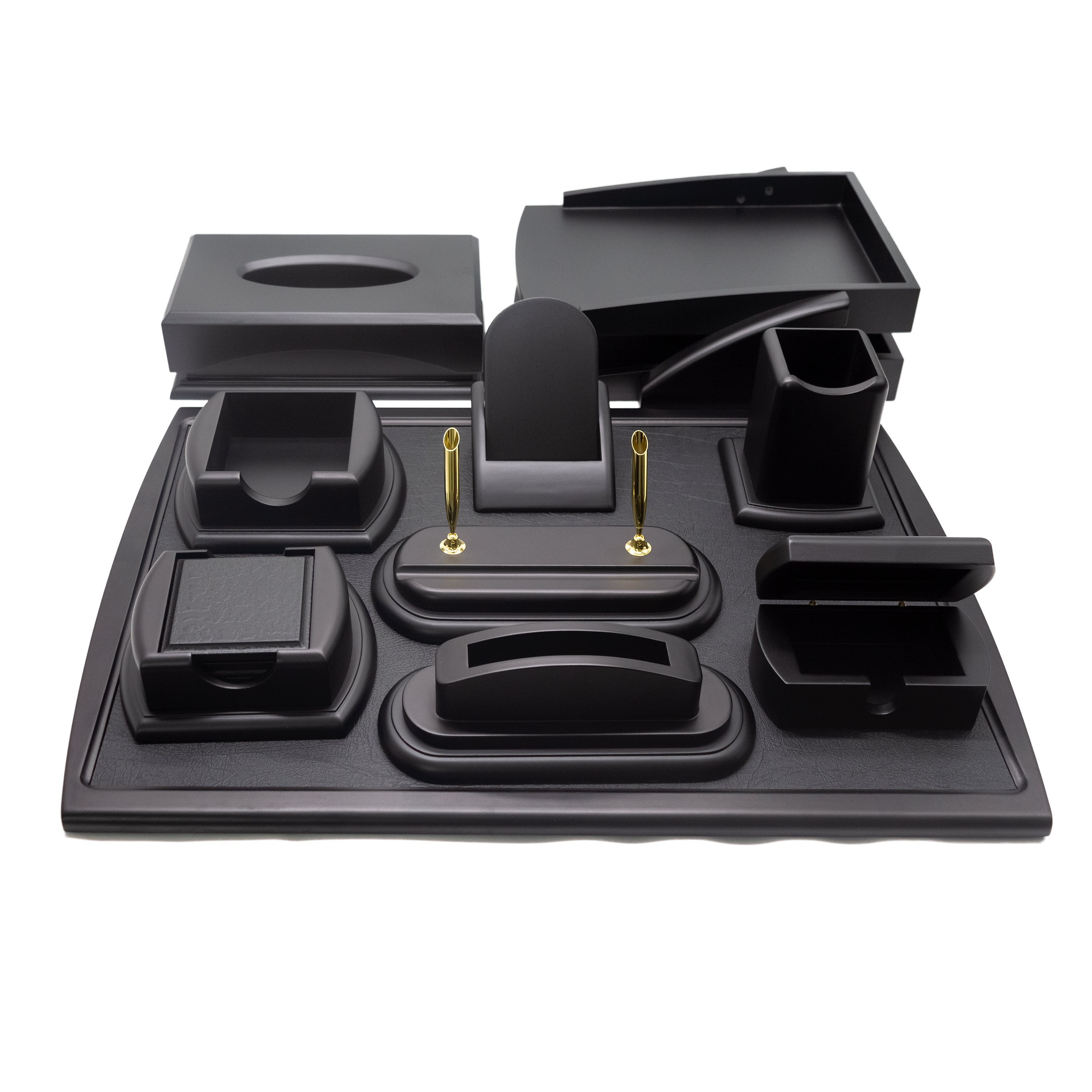 Black Wood Desk Set Accessories 10 Units Coaster, Paper Holder, Desk ...