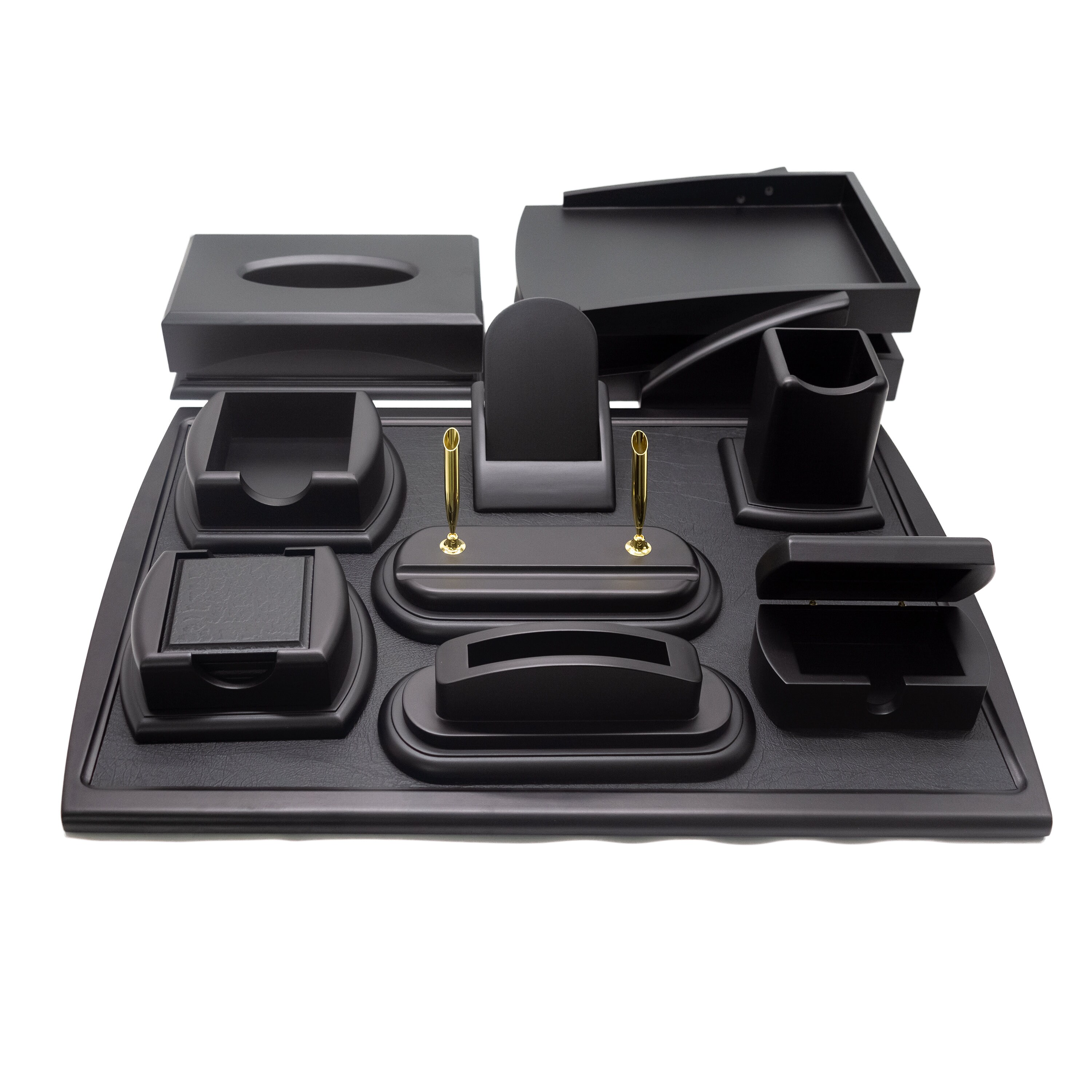 Black Wood Desk Set Accessories 10 Units Coaster, Paper Holder, Desk ...