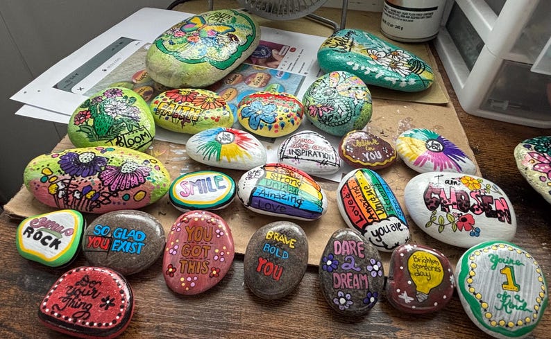 3 Rock Bundle Hand Painted Rocks - Etsy