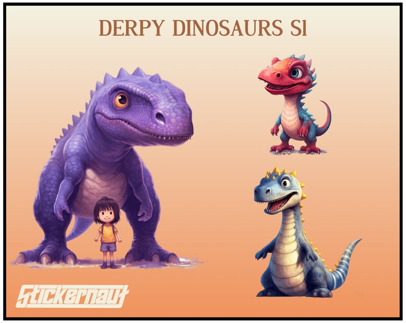 Derpy Dinosaurs Series 1 Digital PNG Art Pack: 30 Darling Dinosaurs for ...
