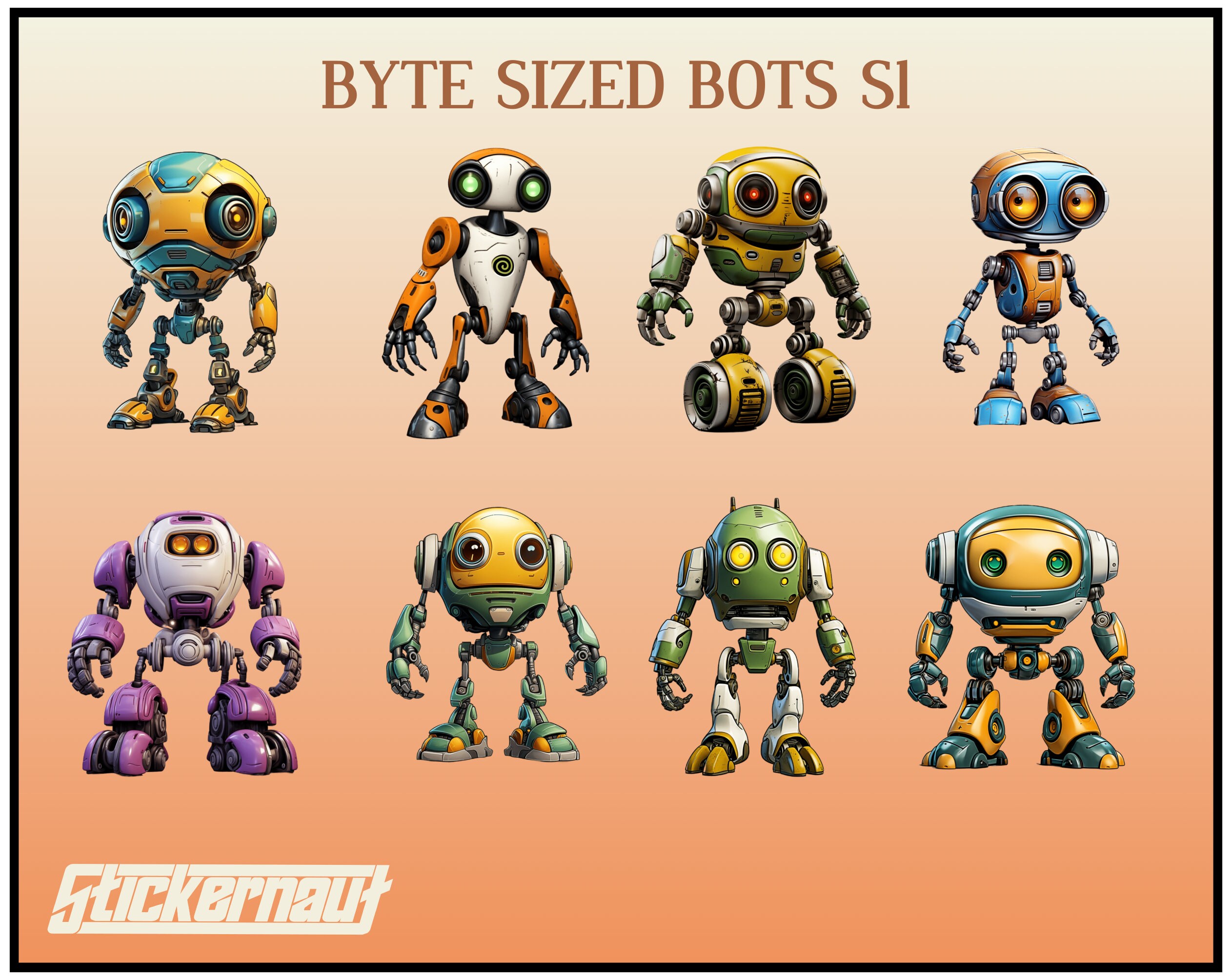 Byte Sized Bots Series 1 Digital PNG Art Pack: 60 Bodacious Bots for Creative Crafts. - Etsy