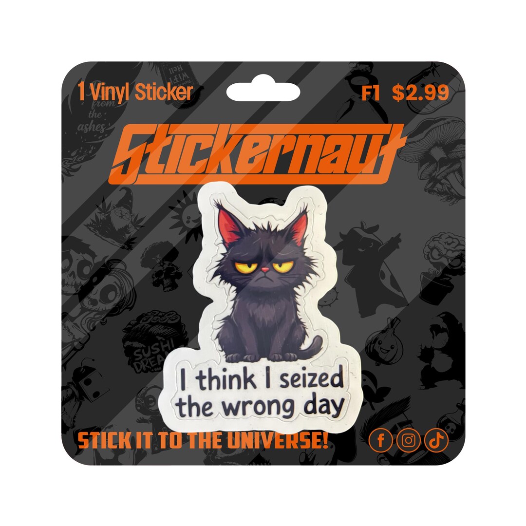 Waterproof Vinyl Sticker I Think I Seized the Wrong Day Sarcastic Adult ...