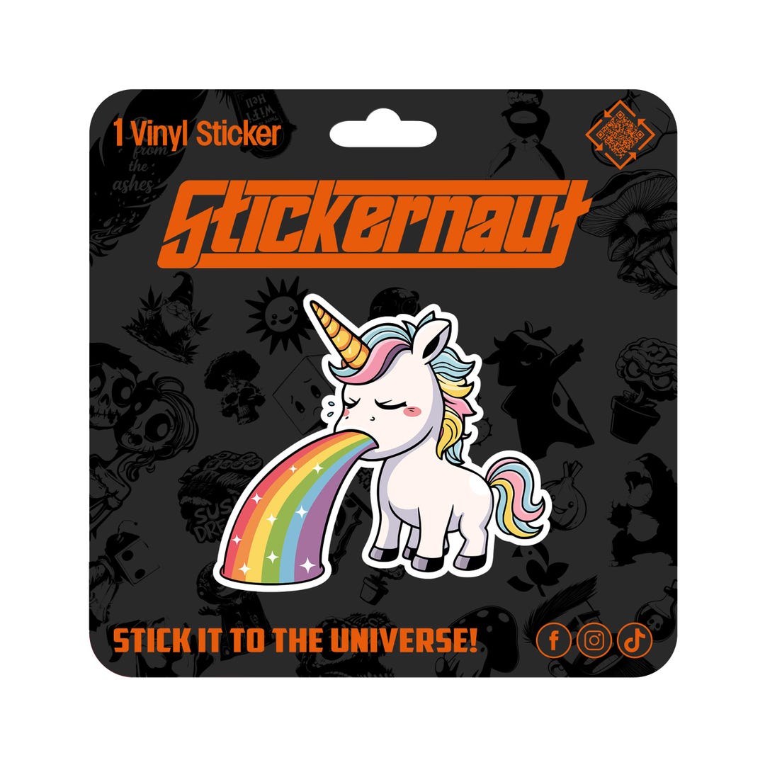 Waterproof Vinyl Sticker | Rainbow Vomit Unicorn | - Laptop Decal ...