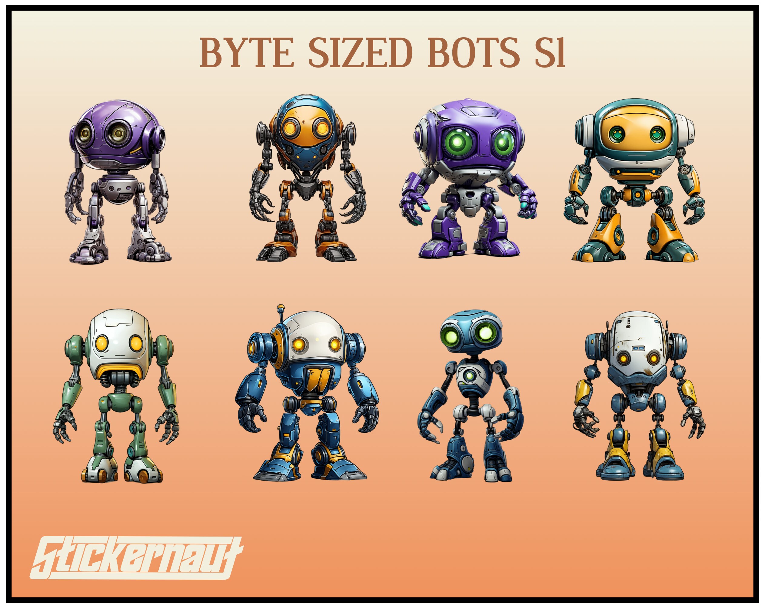 Byte Sized Bots Series 1 Digital PNG Art Pack: 60 Bodacious Bots for ...