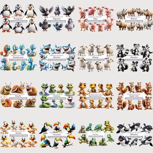 Animals Megapack Clipart Cute Cartoon Clipart, Mega Bundle, Animals Set ...