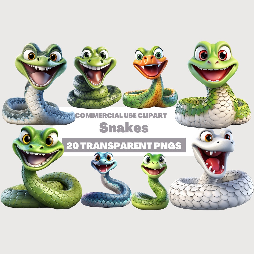 Snakes Clipart - Cute Cartoon Clipart, Snakes Clipart Set, Snakes ...