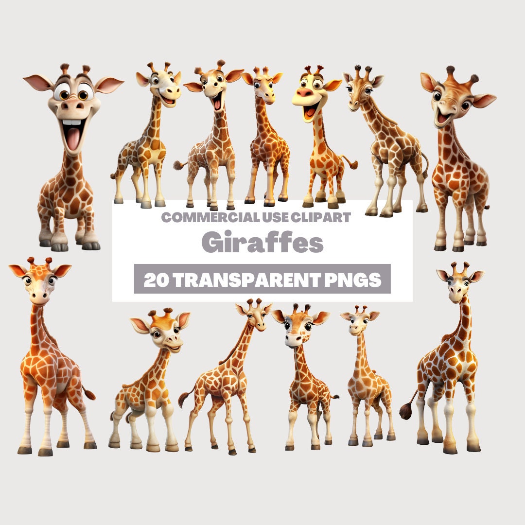 Giraffes Clipart - Cute Cartoon Clipart, Giraffes Clipart Set, Giraffes ...