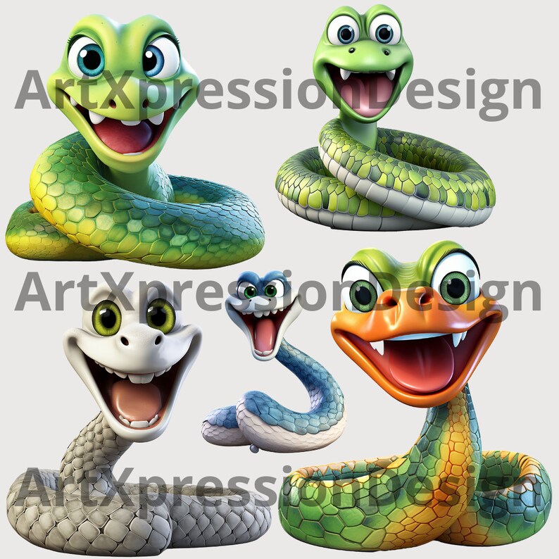 Snakes Clipart - Cute Cartoon Clipart, Snakes Clipart Set, Snakes ...