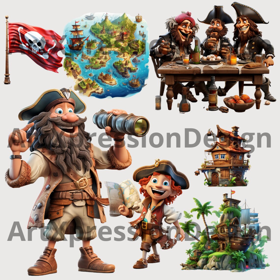 Pirate Clipart, Clipart for Commercial Use, Transparent Pngs, Pirate ...