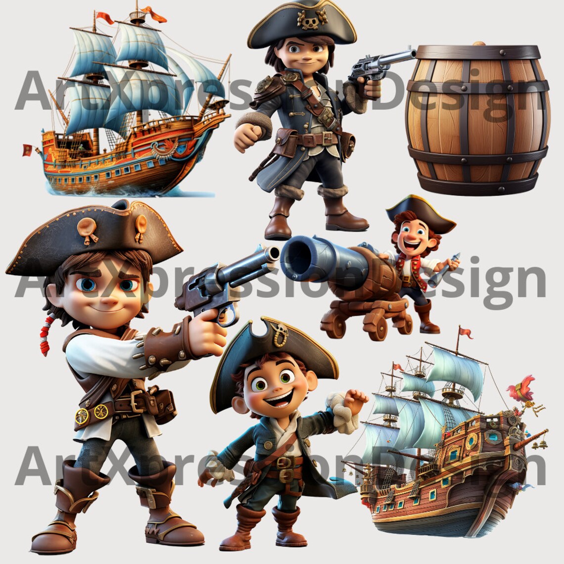 Pirate Clipart, Clipart for Commercial Use, Transparent Pngs, Pirate ...