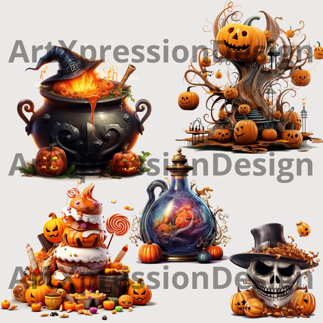 Halloween Clipart Cute Halloween Clipart, Pumpkin, Bats, Potions ...