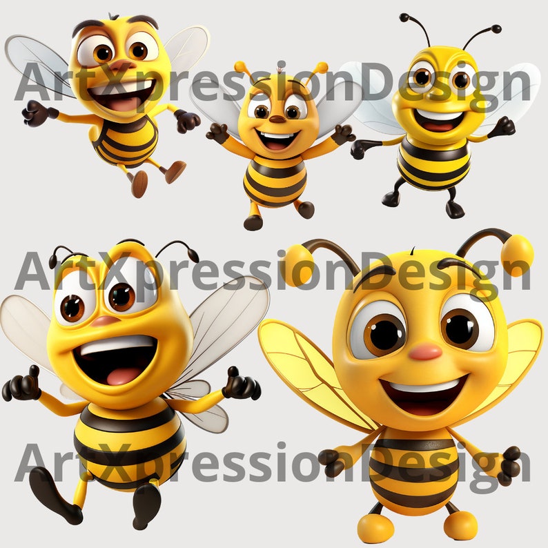 Bees Clipart Cute Cartoon Clipart, Bees Clipart Set, Bees Instant ...