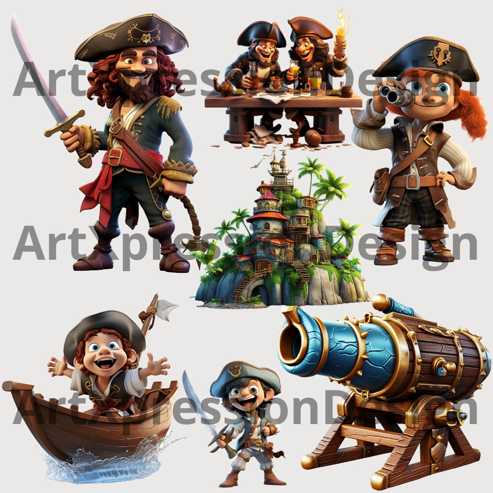 Pirate Clipart, Clipart for Commercial Use, Transparent Pngs, Pirate ...