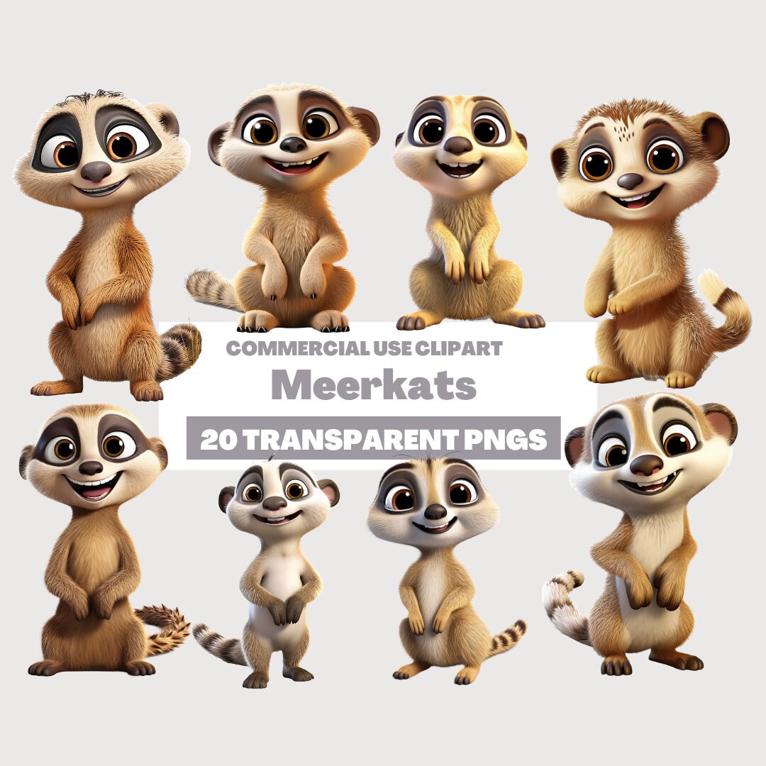 Meerkats Clipart - Cute Cartoon Clipart, Meerkats Clipart Set, Meerkats ...