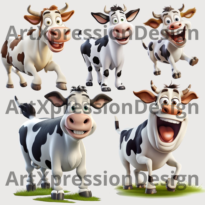 Cows Clipart Cute Cartoon Clipart Cows Clipart Set Cowss - Etsy