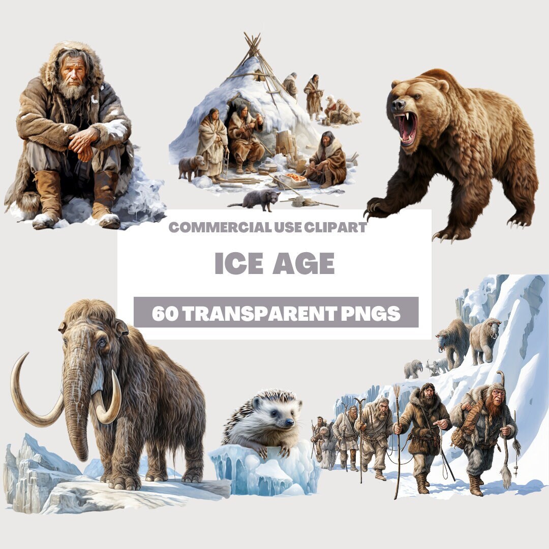 Ice Age Clipart, 60 Unique Ice Age Pngs, Clipart Bundle, Clipart for ...
