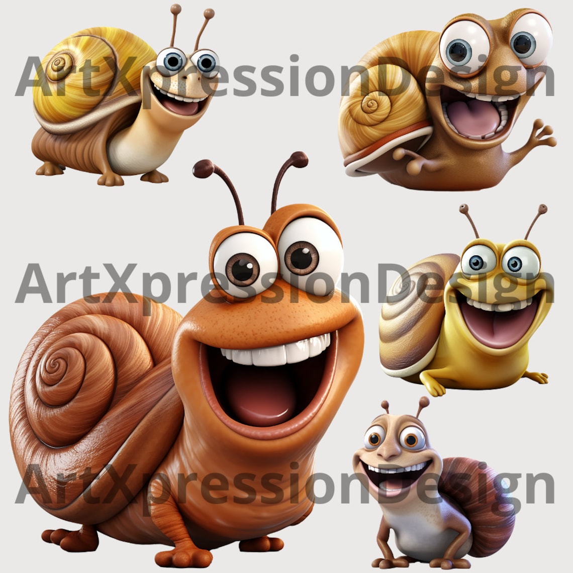 Snails Clipart - Cute Cartoon Clipart, Snails Clipart Set, Snails ...