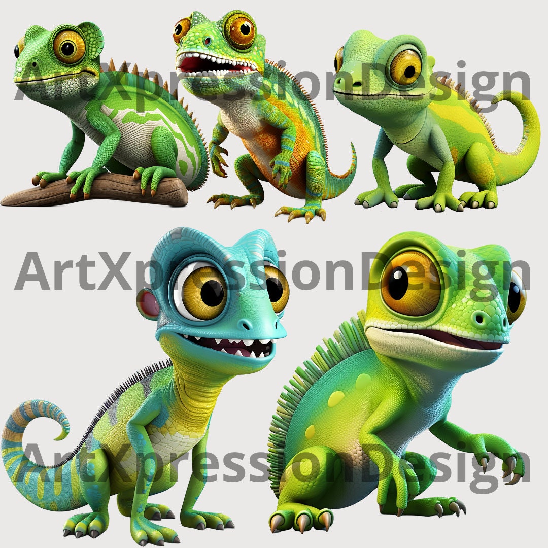 Chameleons Clipart Cute Cartoon Clipart, Chameleons Clipart Set ...