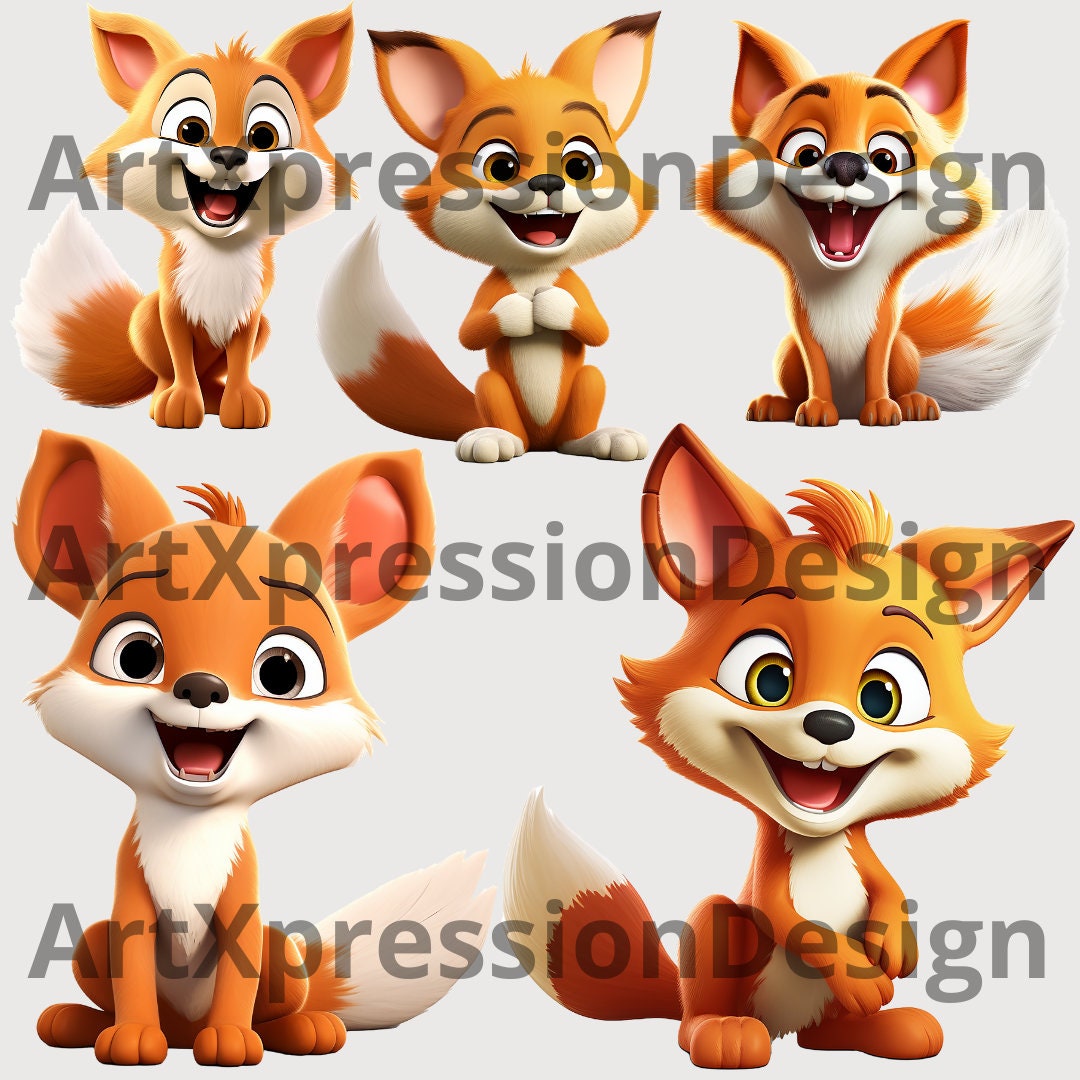 Foxes Clipart Cute Cartoon Clipart, Foxes Clipart Set, Foxes Instant ...